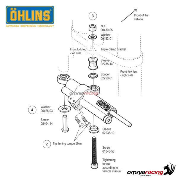 Linear Steering Damper Ohlins Blackline Sd 063 Complete for Bmw
