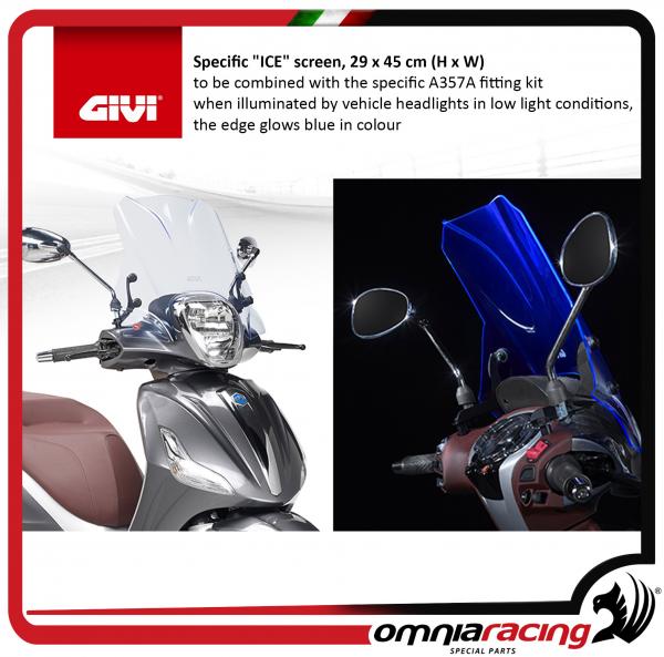GIVI Specific screen, "ICE" 29 x 45 cm for Piaggio Beverly 125i / 300i ...
