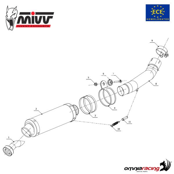Mivv Exhaust Slip-on Gp Approved Titanium Yamaha Yzf R1 2002-2003