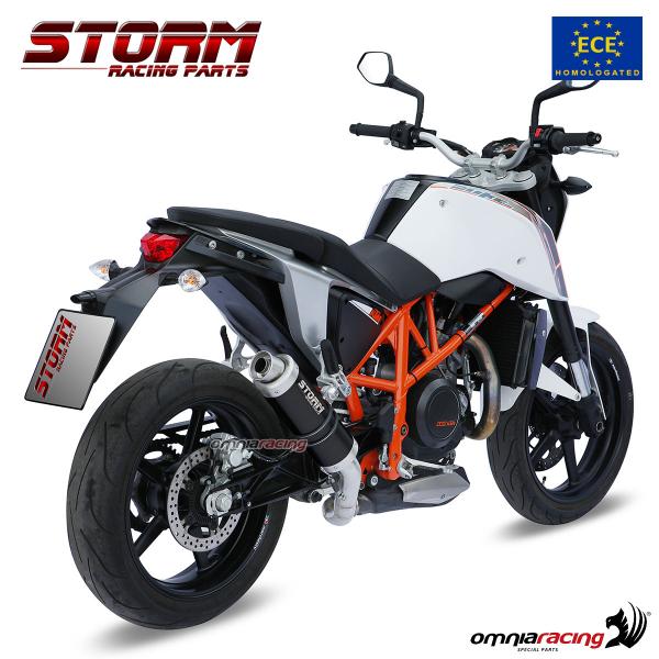Terminale di scarico in acciaio nero Storm GP omologato per KTM