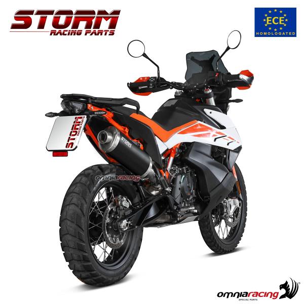 Homologated Storm Oval Black Steel Exhaust for Ktm 790R Adventure