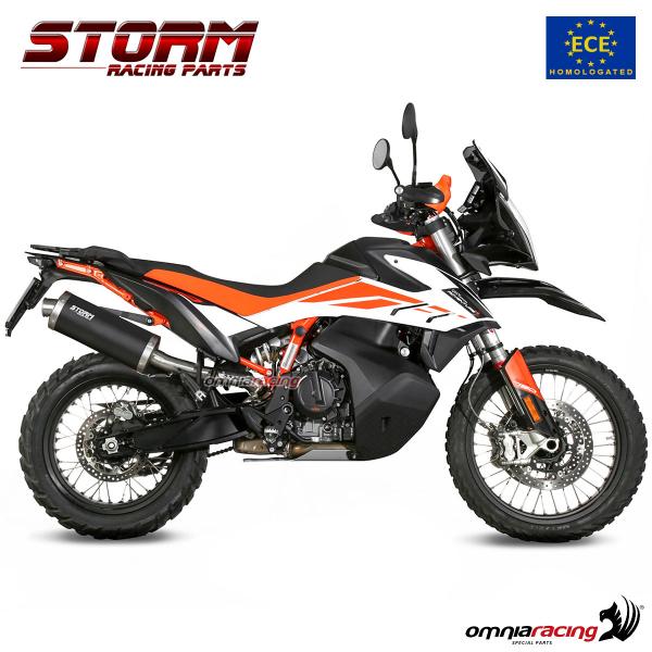 Homologated Storm Oval Black Steel Exhaust for Ktm 790R Adventure