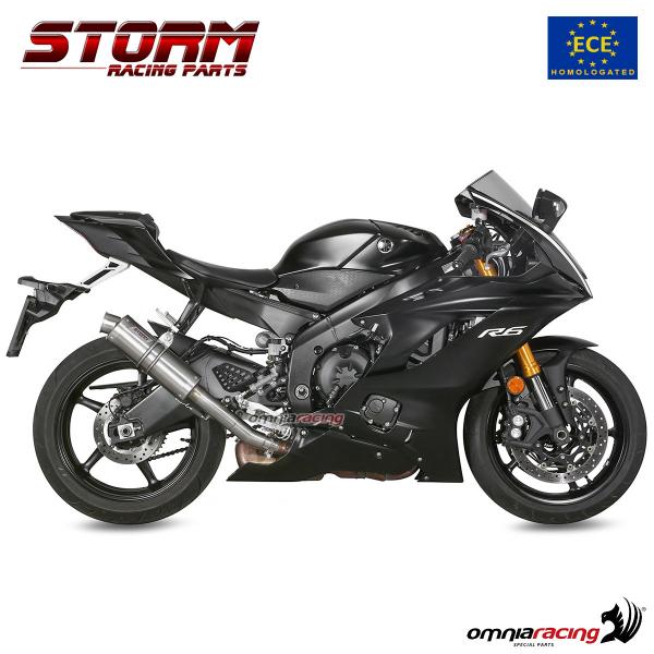 Terminale di scarico in acciaio Storm GP omologato per Yamaha R6